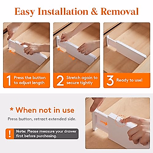 Lifewit 5 Pack Drawer Dividers Plastic 4" High, 11-17" Adjustable Drawer Organizers for Clothes, Expandable Dresser Separators in Bedroom/Bathroom/Kitchen/Fridge/Office Organization and Storage