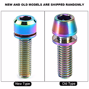 Uxsiya Screw Tapered Alloy High Strength Tapered Head Bolt Screw with Washer for Mountain Bike(M5x16-colorful)