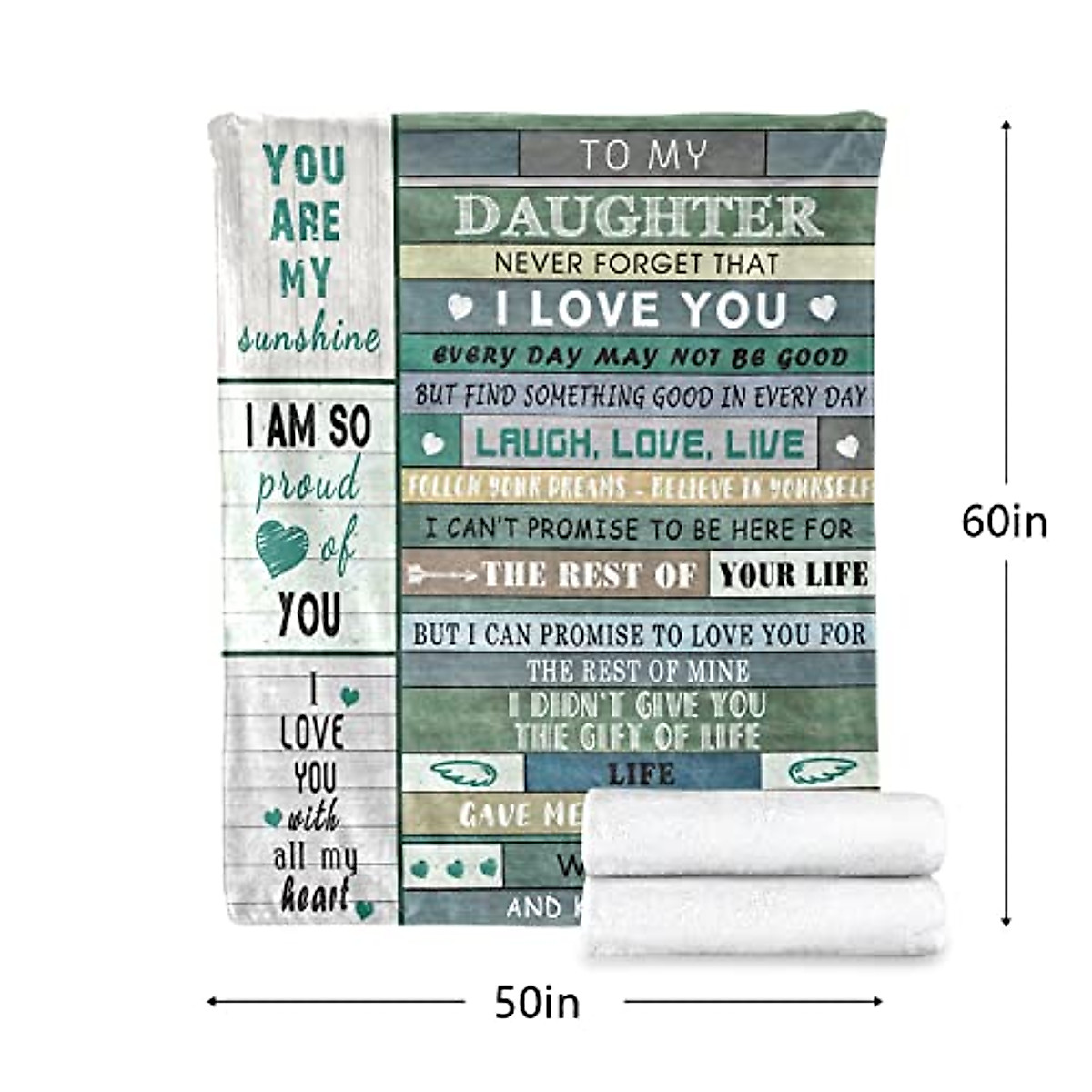 Daughter Gift from Mom Throw Blankets 60"X50" - to My Daughter Blanket from Mom - Valentines Day Gifts for Daughters - Daughter Gifts from Mom for Mothers Day Brithday Anniversary Wedding Graduation