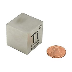Titanium Cube Ti 995 Element Cube Pure 25.4mm Density Cube for Element Collection Periodic Table Hunter, and More (1", Titanium)