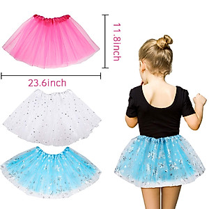 WATINC 51Pcs Princess Jewelry Toy Pretend Play Set Ballet Tutu Skirts of Stars Snowflake for Little Girls Crowns Necklaces Adjustable Jewel Rings Earrings Bracelets Wands Dress Up Accessories for Kids
