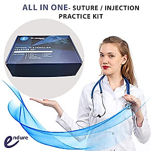 Endure Suture, I/V & Injection Training KIT, 50 Items, Durable Silicone Skin Suturing Pad with Tool Kit - Ideal for Any Medical Student, Veterinarian Students & Nurses. (for Education Only)