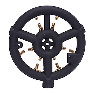 TFCFL 32 Tips Natural Gas Jet Burner, 176,000 BTU Round Shape Nozzle Jet Cast Iron Body with Brass Tips for Chinese Wok Range Grilling Stir Fry