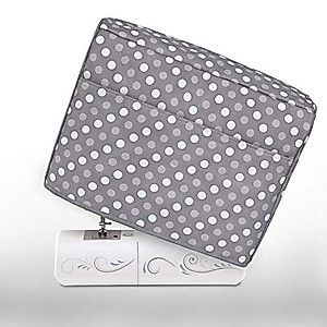 Luxja Dust Cover for Sewing Machine, Sewing Machine Cover with Pockets for Extra Accessories (Compatible with Brother and Singer), Gray Dots