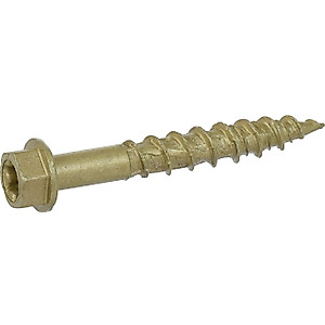 Power Pro Premium One Multi-Material Hex Washer Head Screws, Epoxy Coated Steel, Fasten in Wood, Metal, Concrete, Drywall and Plastic, Bronze, ¼ x 1-¾ inches, Box of 56 Screws