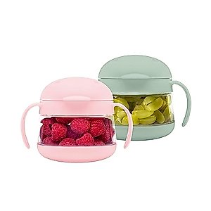Ubbi Tweat No Spill Snack Container for Kids, BPA-Free, Toddler Snack Container, Sage & Pink