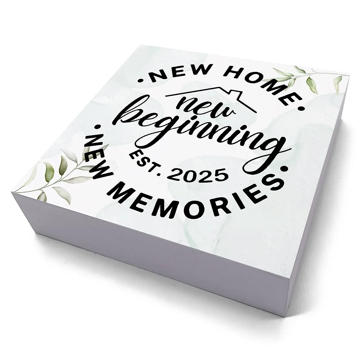 HTBIG House warming Gifts New home, Best Housewarming gifts 2025, Home sweet Home sign, Funny New Home New Memories Ideas Wooden Box Sign Home Living Room Shelf Desk Decoration Gifts 5x5 IN White