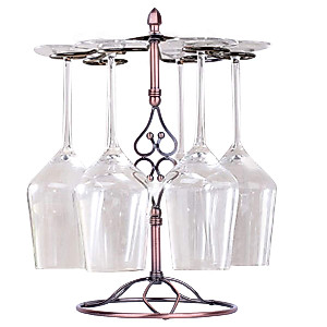 Senkoovi Wine Glass Holder Bronze Tabletop Stemware Rack with 6 Hooks Freestanding Cup Storage Classic Stainless Steel for Home and Bar