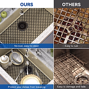 TOOVEM Silicone Sink Protectors for Kitchen Sink, 28'x 15 inches Kitchen Sink Mats for Bottom of Farmhouse Stainless Steel Porcelain Sink with Rear Drain, Black