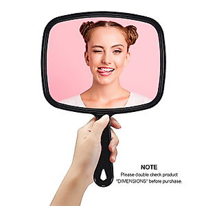PROTECLE Large Hand Mirror, Salon Barber Hairdressing Handheld Mirror with Handle (Square Black 10.3"x7.4")
