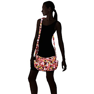 Vera Bradley Women's Cotton on the Go Crossbody Purse, Rosa Floral - Recycled Cotton, One Size
