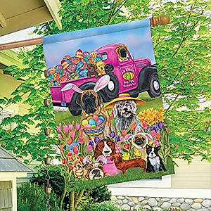 Briarwood Lane Easter Dogs Holiday Humor House Flag Decorated Eggs 28" x 40"