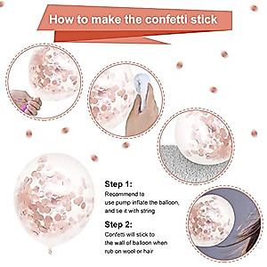 50Pcs Rose Gold Confetti Latex Balloons, 12 inch White Rose Glod Confetti Balloons with for Birthday Party Wedding Bridal Shower Decorations