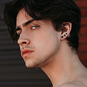 Jstyle Screw Back Stud Earrings Set 20G Surgical Steel Cubic Zirconia Cartilage Piercing Jewelry for Women Men Sensitive Ears CZ Tragus Helix Flat Back Earrings Stud Rainbow