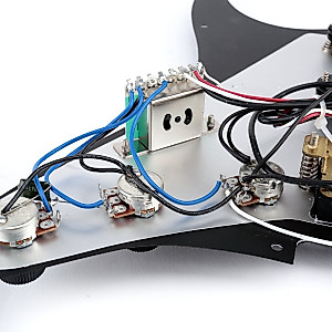 Musiclily SSH Prewired Strat Loaded Pickguard with Single Humbucker Pickups Set for Fender Stratocaster Electric Guitar,3Ply Black