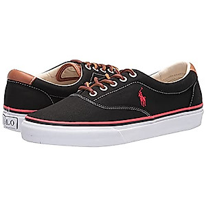 POLO RALPH LAUREN Men's Keaton-Pony Sneaker, Black/RL 2000 RED PP, 13