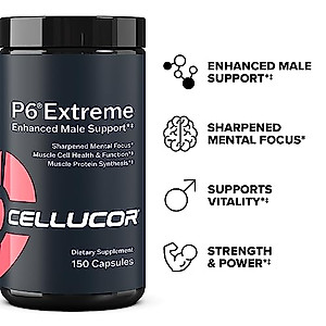 Cellucor P6 Extreme - Enhanced Support for Men | Supports Muscle Growth & Strength | Natural Support Supplement with TESTFACTOR, Ginseng, elevATP, DIM, SenActiv & Fenugreek - 150 Caps