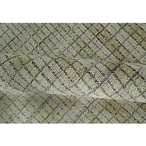 Artisan's Arc Checkered Scandinavian Hand Made Blended Wool Flatwoven Area Rug, Camel, Beige and Gray, 8x10 | KE16810