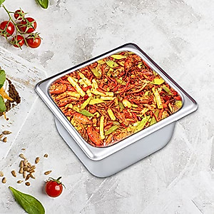 STEELBUS 6 Pack 1/6 Size,4 Inches Deep Steam Table Pan,Anti-Jam Standard GN Hotel Pans,NSF Commercial Stainless Steel Chafing Pans,Catering Storage Metal Food Pans for Restaurant, hotel & home