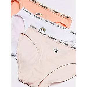Calvin Klein Girls' Cotton Underwear Bikini Panties, 7 Pack-Fun Icons, Large