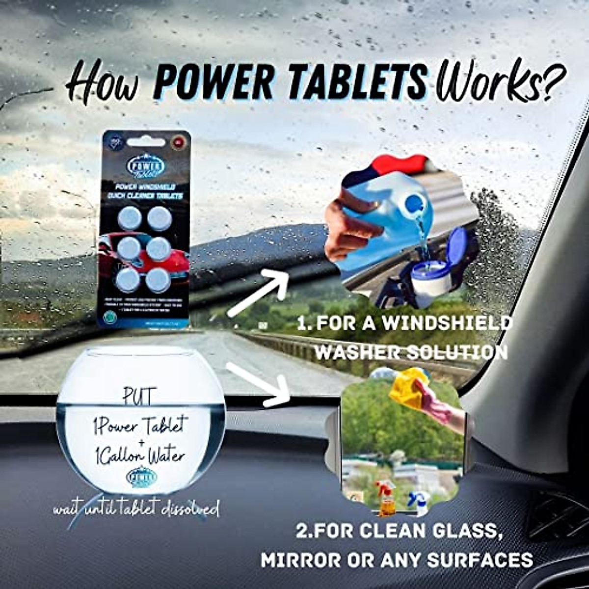 NEW 6 Gallons Power Windshield washer fluid Tablets for car glass window cleaner washer fluid water repellent, or to clean any surface for RV or household all purpose