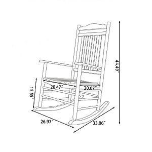 BplusZ Patio Rocking Chair Outdoor Furniture Comfy Rocker for Adults Porch Lawn Room Indoor Wooden White