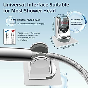 Hibbent 2 Pack Shower Head Holder, Strong Adhesive and Waterproof Handheld Shower Holder, Shower Head Bracket, Height Adjustable Shower Wand Holder, Wall Mount, No Drilling, Chrome Finish