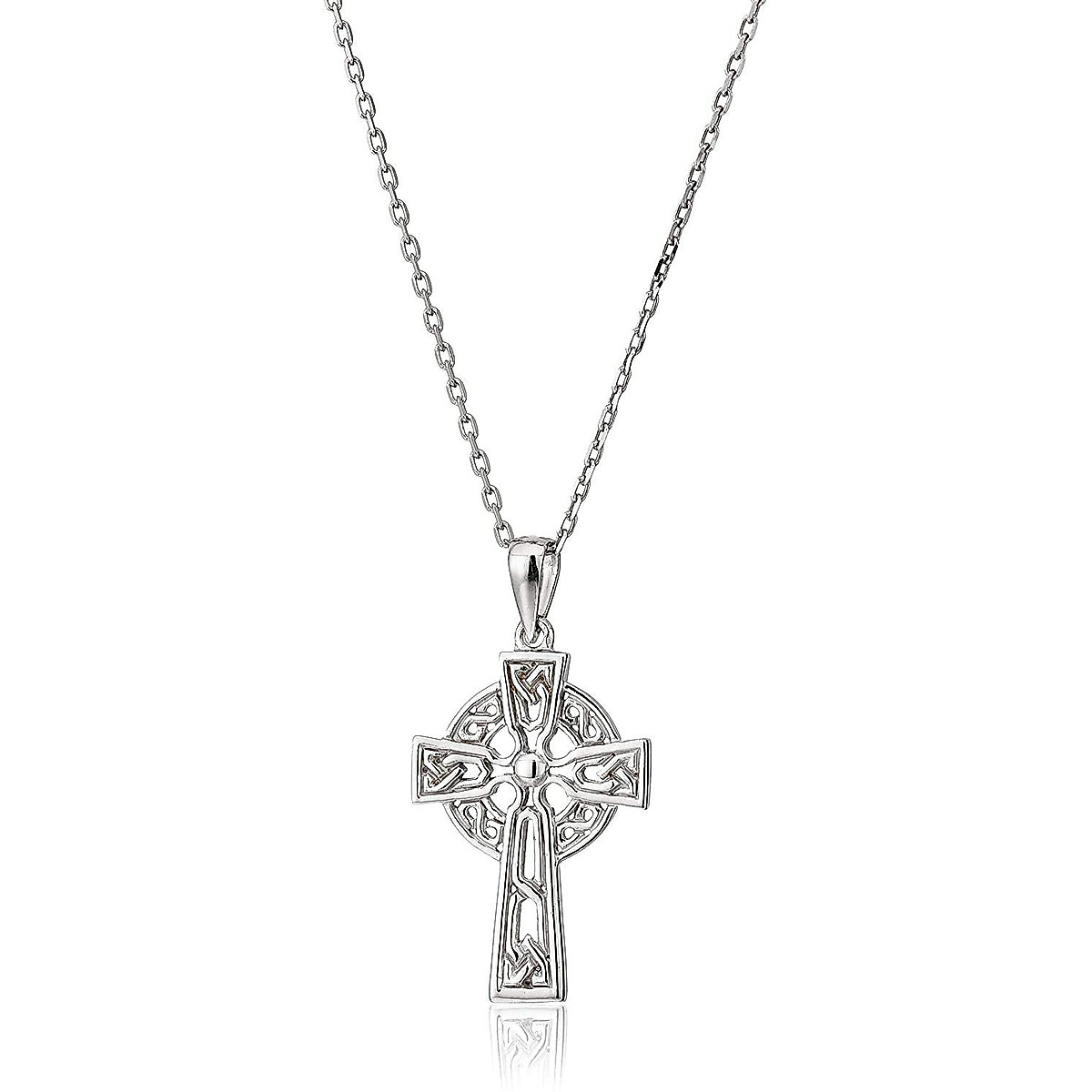 Biddy Murphy Irish Celtic Cross Pendant Necklace for Women, 925 Sterling Silver, Ornate Traditional Irish Jewelry, Small 7/8", 18" Length Crafted in Co. Dublin, Ireland