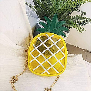 WILDFINDING Pineapple Messenger Bag,Small Fruit Shaped Crossbody Bag,Transparent Jelly Package Mini Shoulder Bag with Chain,Convenient Handbag for Female/Ladies/Girls, 17cm