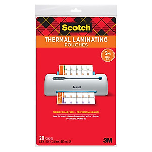 Scotch Brand Thermal Laminating Pouches, 8.9 x 14.4-Inches, Legal Size, 20-Pack (TP3855-20)