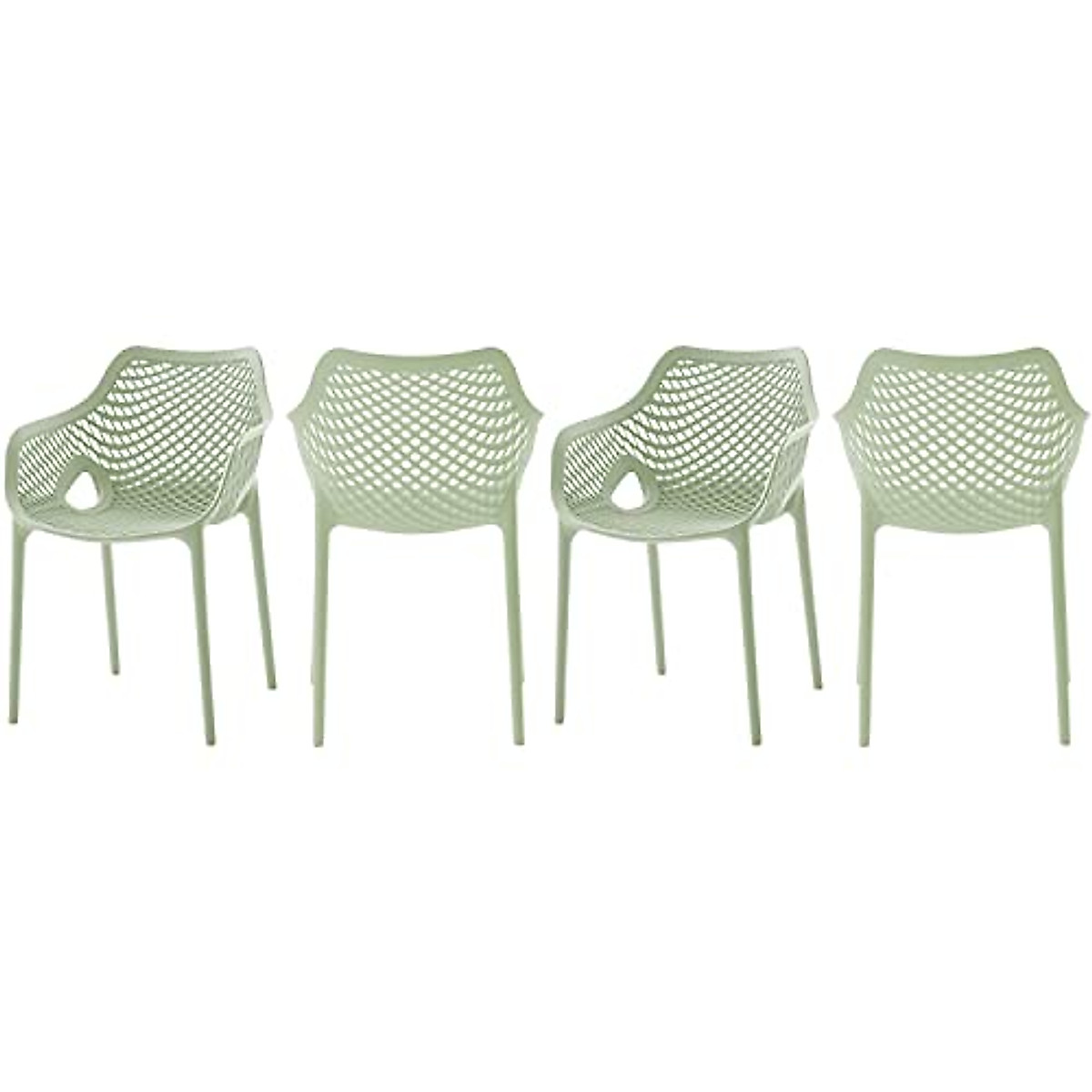Meridian Furniture 329Mint Modern | Contemporary Patio Dining Chair with Polypropylene Plastic, Weather Resisting for Indoor or Outdoor Use, Set of 4, 22.5" W x 24.5" D x 31.5" H, Mint