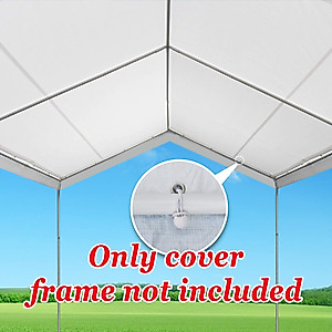 Strong Camel 10'x20' Carport Replacement Canopy Cover for Tent Top Garage Shelter Cover with Ball Bungees (Only Cover, Frame is not Included)