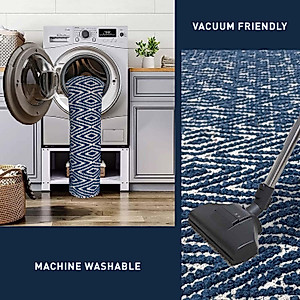 Chardin home 100% Cotton Diamond Rug Fully Reversible - Mat Size 21''x34'', Machine Washable, Navy/Ivory