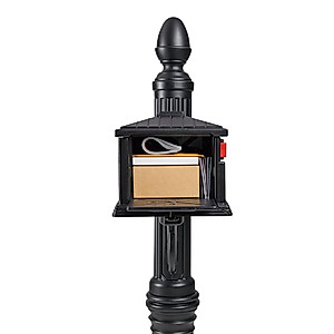 Architectural Mailboxes Stratford Plastic Mailbox and Post Kit, SC000BAM, Black, Medium Capacity