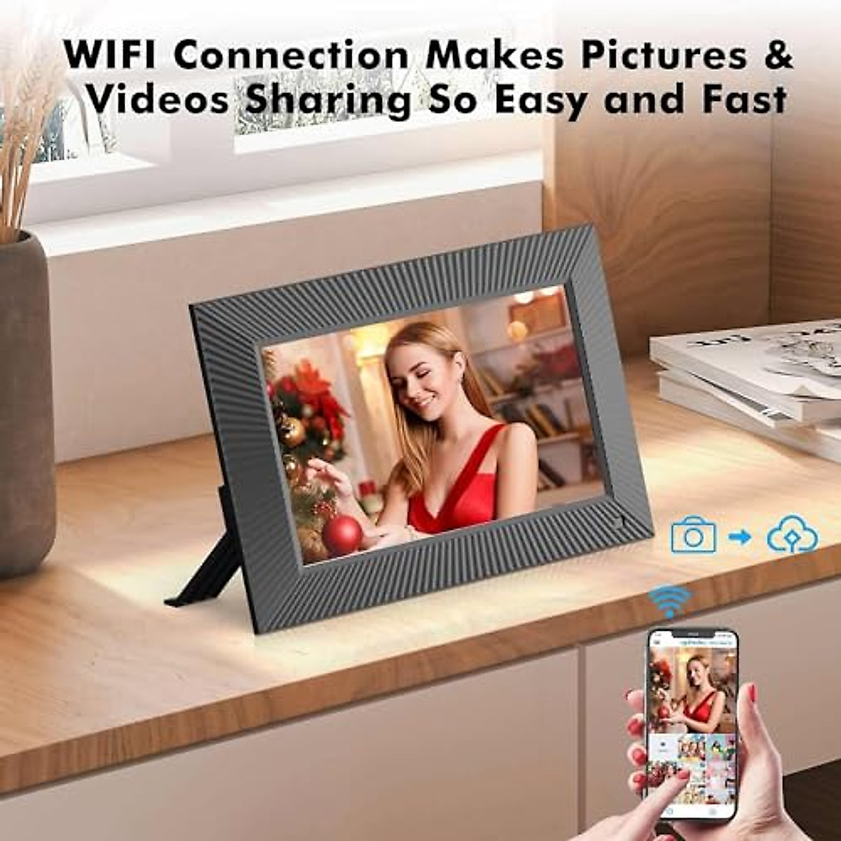 NETHGROW 32GB IPS Touch Screen Digital Picture Frame - 10.1 Inch WiFi Digital Photo Frame for Home Desk or Wall Decor, Share Photos Instantly via APP or Email, Unlimited Cloud Storage