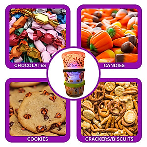 Halloween Plastic Containers with Lids, Food Storage Candy Box for Trick or Treating Cookies Jar Goodies Bucket Snack Party Favor Decor Pumpkin Bat & Ghost Themed, Pack of 3(Black Orange Green)
