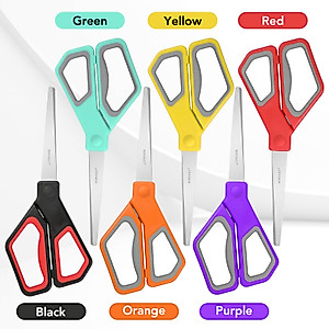8" Multipurpose Scissors Bulk 18-Pack, Right/Left Handed Comfort-Grip Handles Ultra Sharp Blade Shears Sturdy Sharp Scissors for Office Home School Sewing Fabric Craft Supplies…