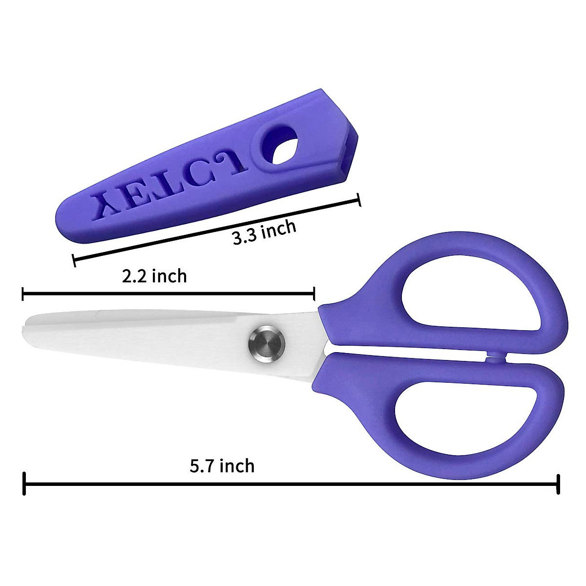 Jonbyi Baby Food Scissors, Portable Ceramic Shears for Kitchen, Classrom, Craft, Pet Care, Pizza, Vegetable, Safety Food Scissors for Baby Toddler, with Cover (Purple)