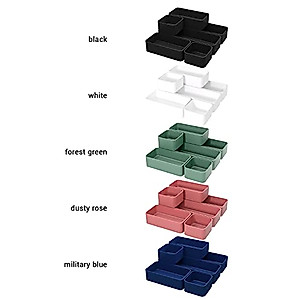CHANCETSUI 6-Piece Stackable Drawer Organizer Set, Rectangle Trays, Narrow Makeup Vanity Storage Bins and Bathroom Office Desk Drawer Dividers, Green