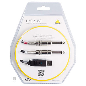Behringer LINE 2 USB 2 Stereo 1/4" Line in to USB Interface Cable (Black)