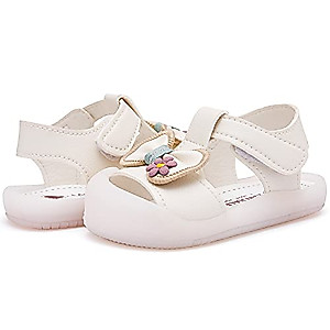 Baby Sandals Toddler for Girls Boys Girl Half Closed Toe Dress Cute Kids Infant Sport On Summer Run Walking Hiking (2.white, 15-18months)