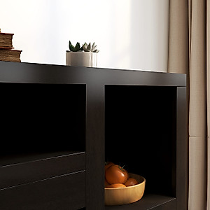 Bridgevine Home Urban Loft Fireplace TV Stand, 62 inches, Accommodates TVs up to 70 inches, Fully Assembled, Poplar Solid Wood, Mocha Finish