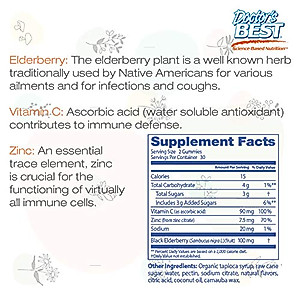 Doctor's Best Elderberry Gummies with Vitamin C & Zinc, 60 Ct, Chewable Immune Support, Antioxidant Herbal Supplement, Non-GMO, Vegan (Packaging May Vary)