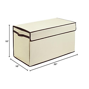 Great Useful Stuff G.U.S. Large Collapsible Toy Box | Toy Organizers, Storage bin, basket with Lid | Sturdy 600D Polyester Toy Chest | Durable, Storage Box for Kids’ Playroom | 30"x16"x16" (Ivory)
