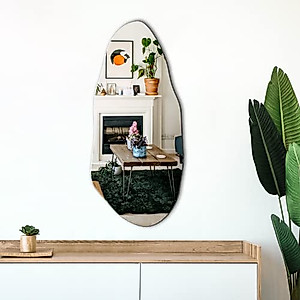 Irregular Mirror for Wall,Bathroom Mirrors for Vanity Entryway Living Room,Asymmetrical Body Mirror Frameless Mirror(32''x15'')