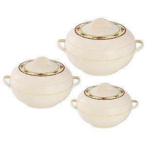 Asian Ambiente Large Food Warmer Hot Pot Set Of Insulated Casseroles 6 8 And 10 Litre