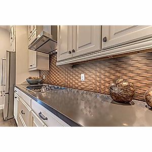 Retro-Art 3D Backsplash Wall Panels for Kitchen, Pack of 10, Geometric Woven Pattern in Bronze Gold, PVC, 24.5 x 18.5, Cover 31.48 sq.ft. 703526