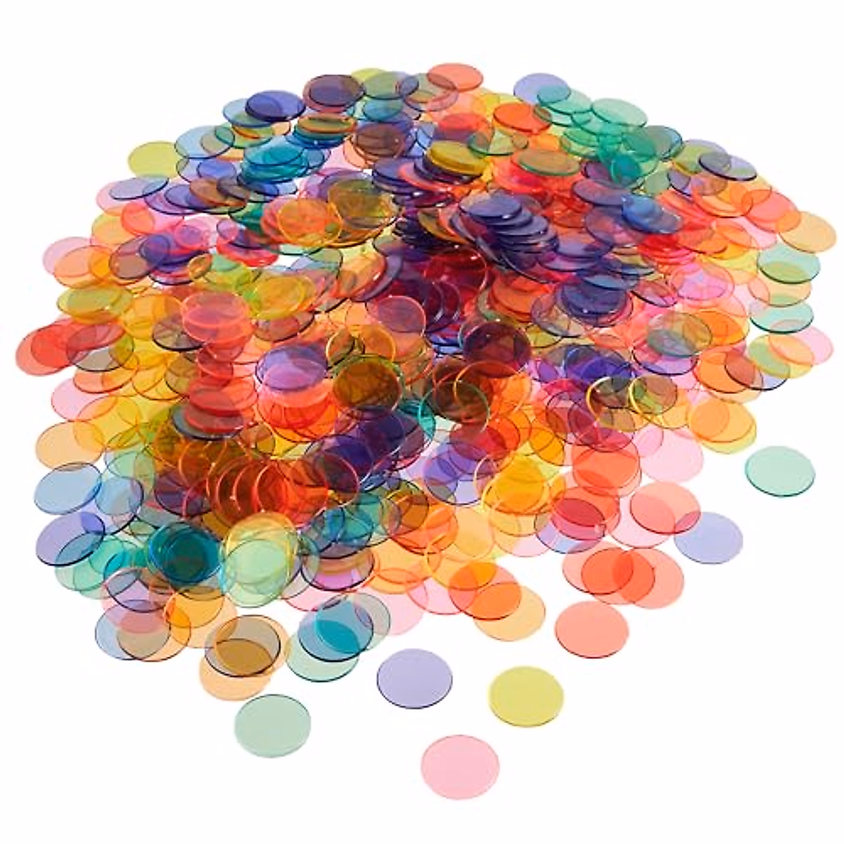Brybelly Royal Bingo Supplies Bingo Chips for Bingo Games - 1000 Count, Mixed - 3/4" Translucent Bingo Markers - Clear Plastic Bingo Chips Bulk Transparent Counters