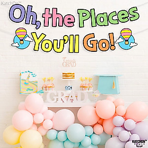 Katchon, Oh The Places You'll Go Banner - 10 Feet, NO DIY | Oh The Places You'll Go Sign for Kindergarten Graduation Decorations Class Of 2024 | Graduation Banner, Oh The Places You'll Go Decorations