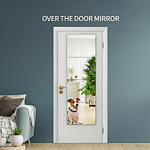 PETAFLOP Full Length Mirror Tiles, 4Pcs 14x11 Inch Glass Full Body Wall Mirror for Home Gym Bedroom Living Room Closet Door Dorm